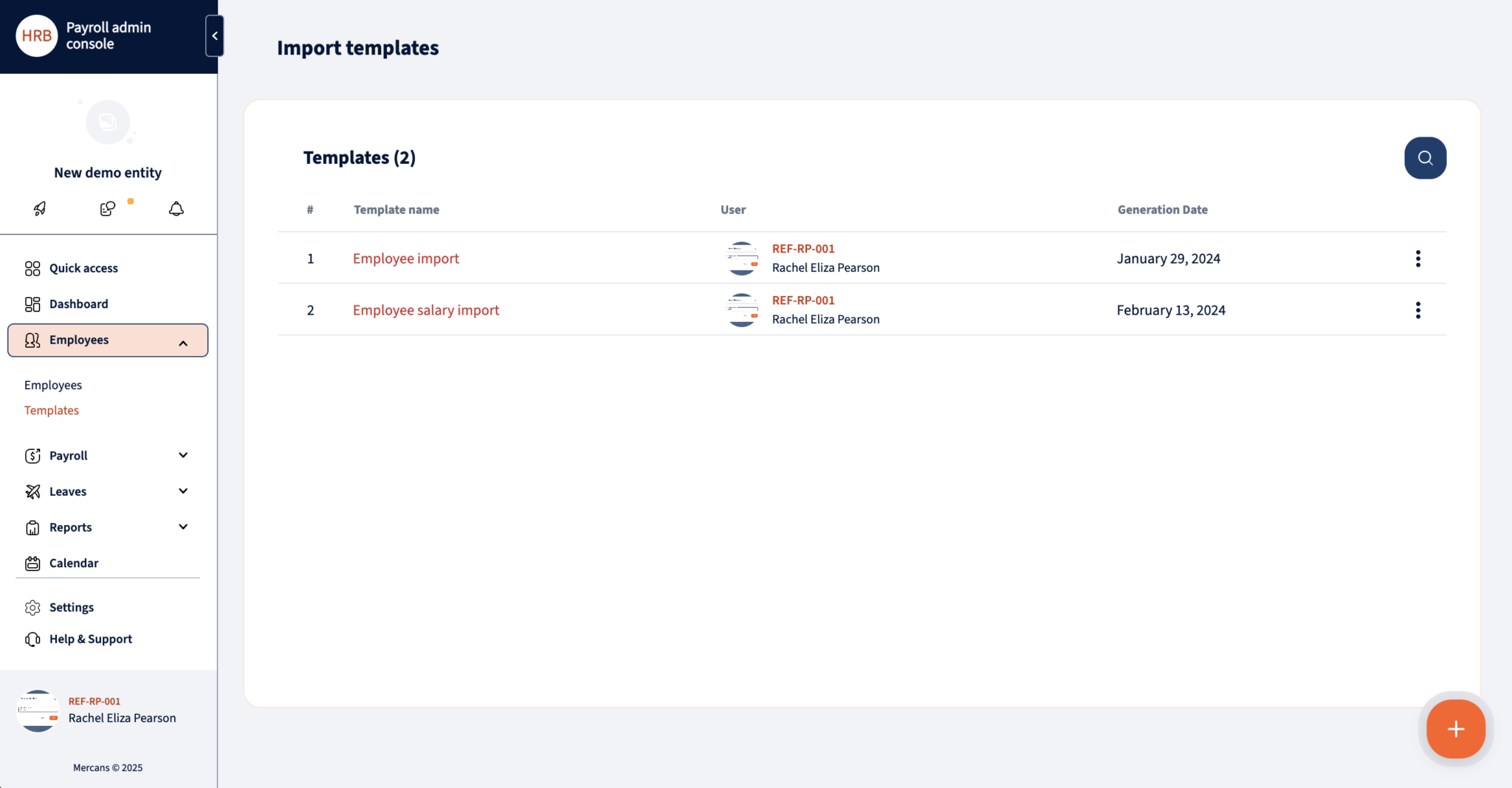 Employees import templates - Hr Blizz